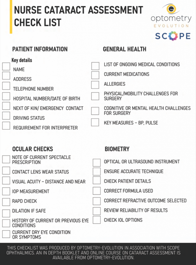New Cataract Assessment Checklist for Ophthalmic Nurses – OPTOMETRY ...